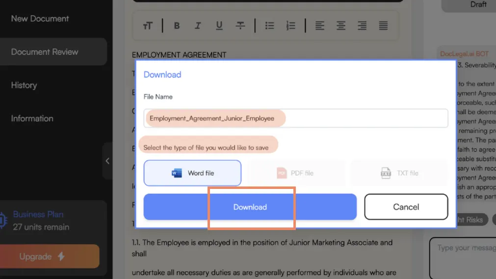 Legal Document Checker & Review Service AI - DocLegal.AI